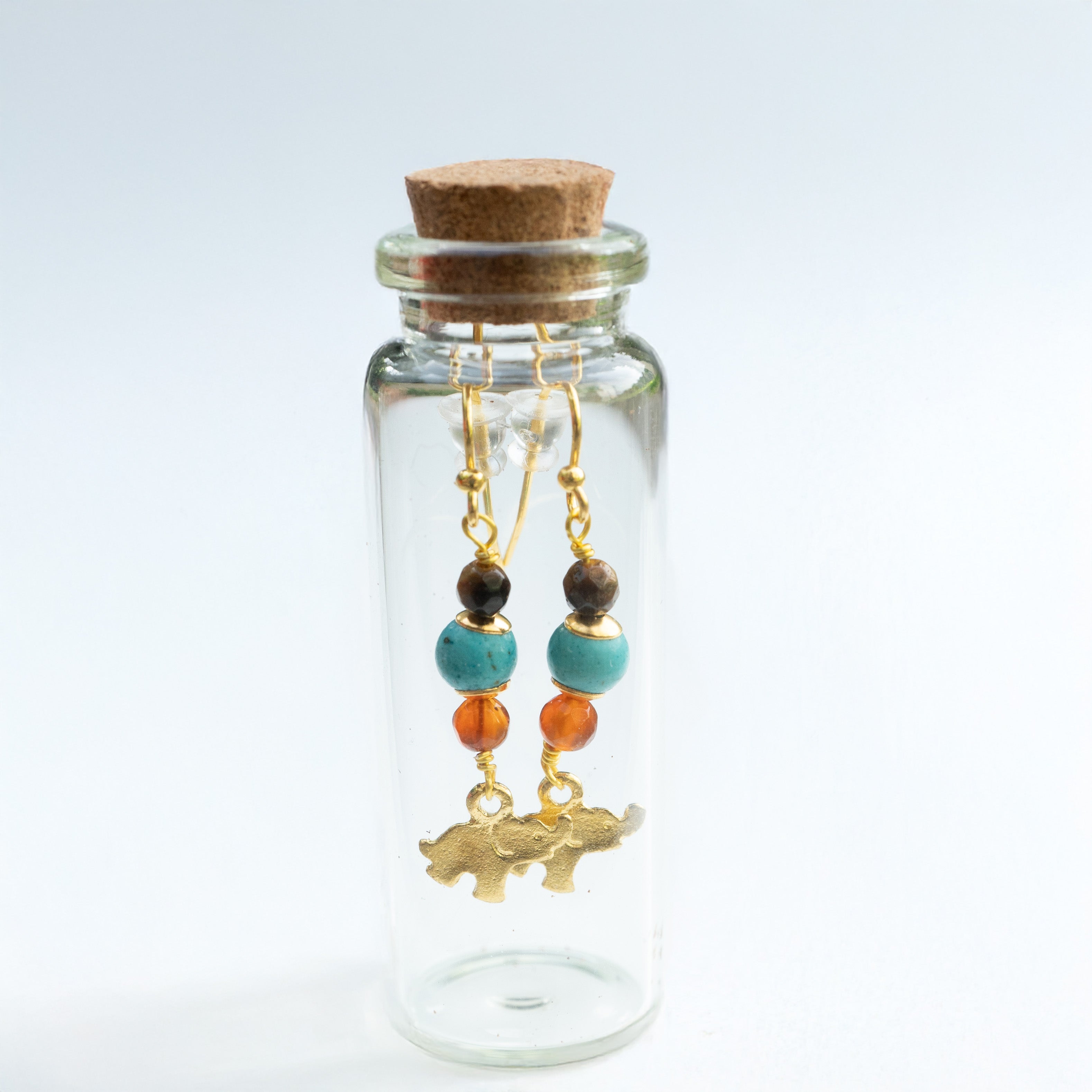 BOTTLED TURQUOISE ELEPHANT - GOLD – Roshell Designs